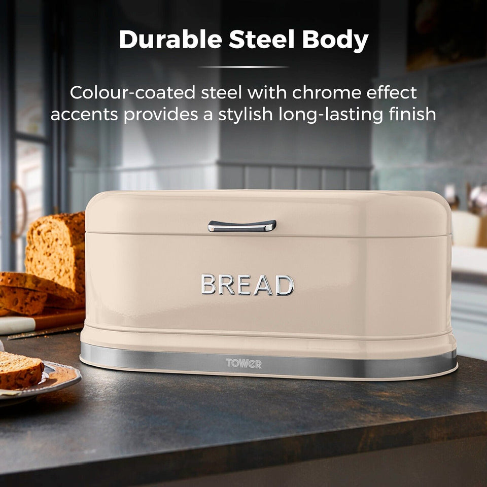 Tower Belle Chantilly Kettle Toaster Breadbin Canisters Set in Cream