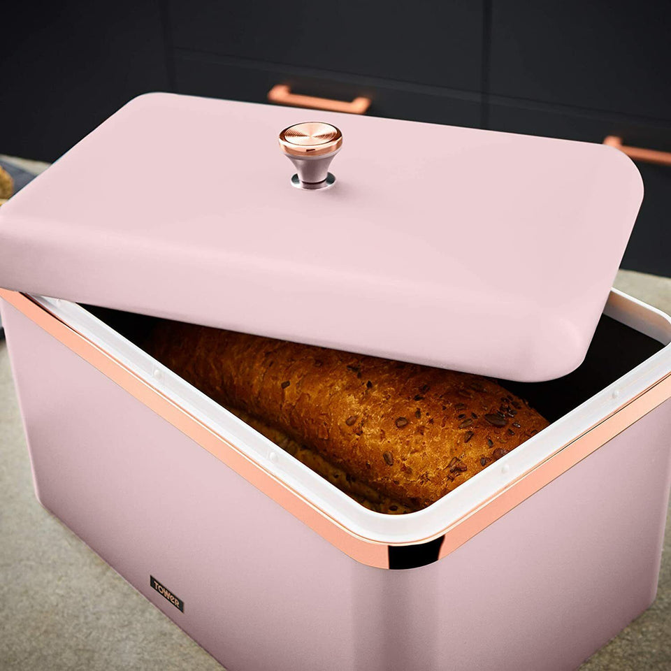 Tower Cavaletto Pink & Rose Gold Bread Bin Kitchen Storage